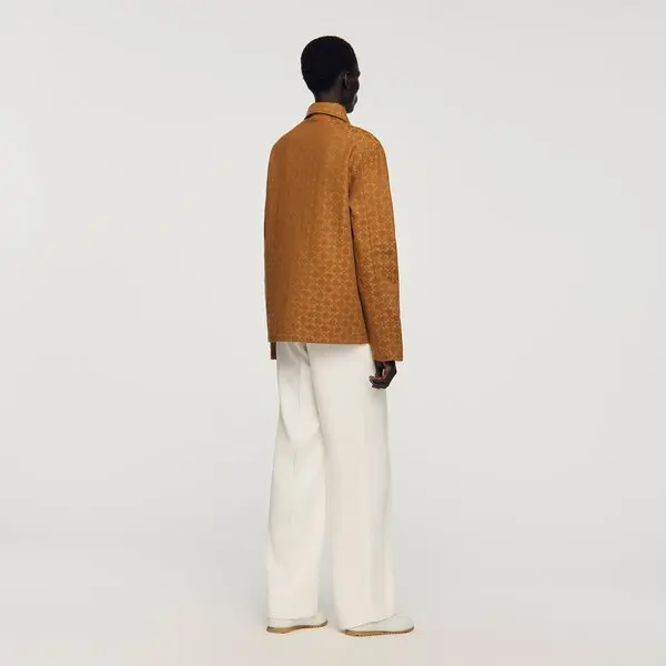 Sandro Square Cross Jacquard Denim Jacket