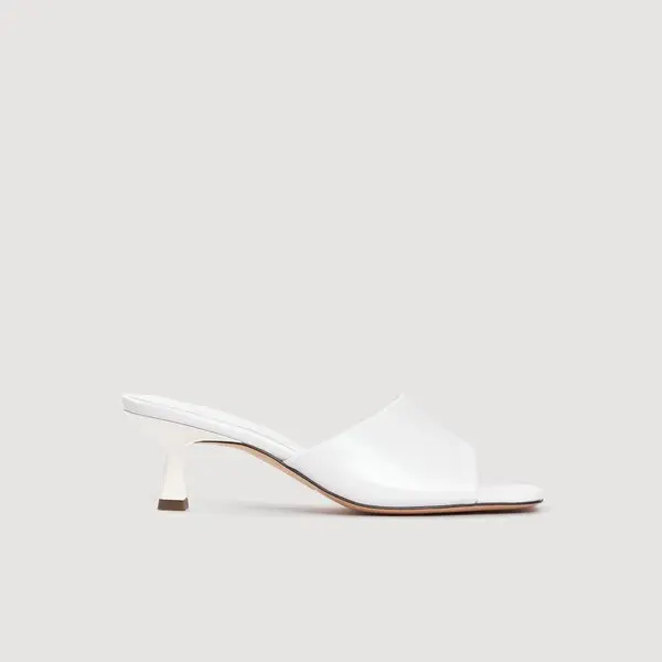 Sandro Smooth Leather Heeled Mules - White