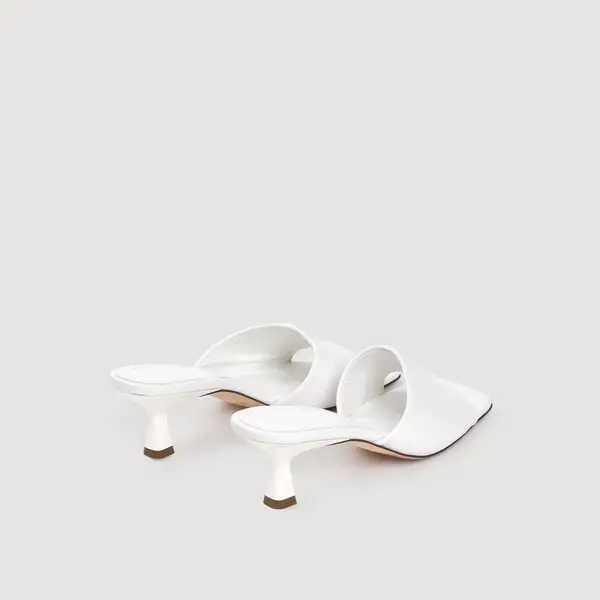 Sandro Smooth Leather Heeled Mules - White