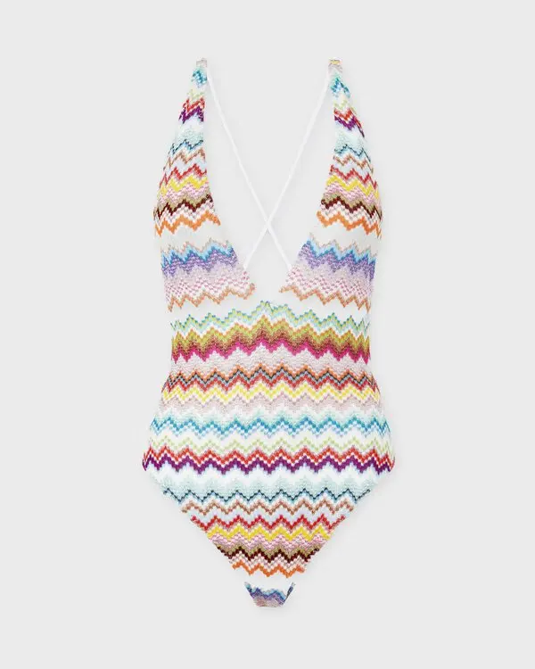 Missoni Lamé Pixel Zigzag One-piece Swimsuit - Multicolor