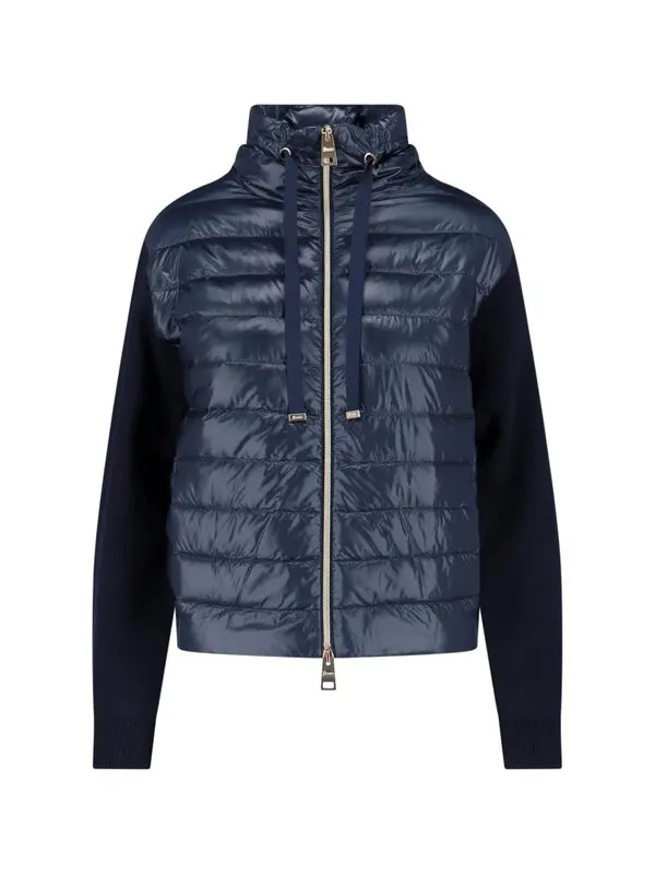 Herno Knitted And Nylon Puffer - Blue