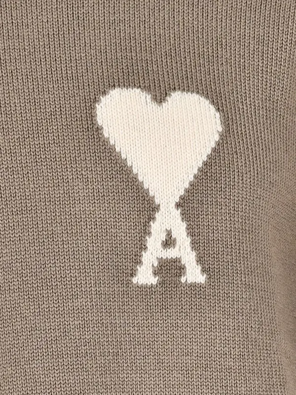 AMI Paris Cotton Sweater " De Caur - Beige