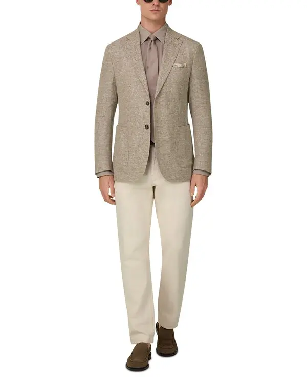 Boggi Milano Micro Textured Wool Suit Jacket - Beige