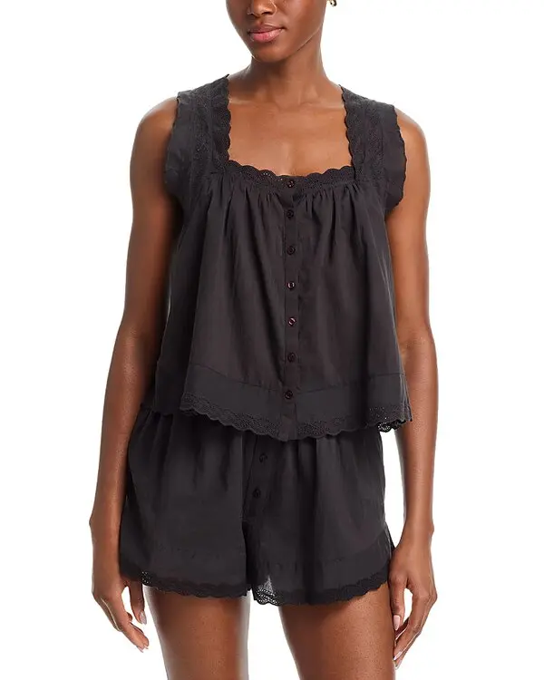 The Great. The Eyelet Tank - Black