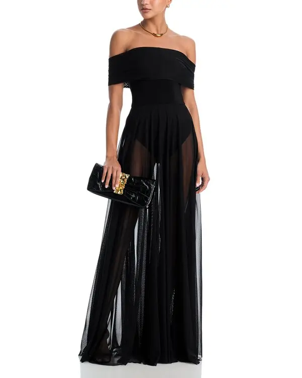 Norma Kamali Sleeveless Cowl Neck Flared Gown - Black