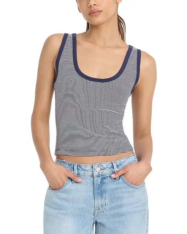 Good American Super Stretch Ringer Tank Top - Horizon Stripe
