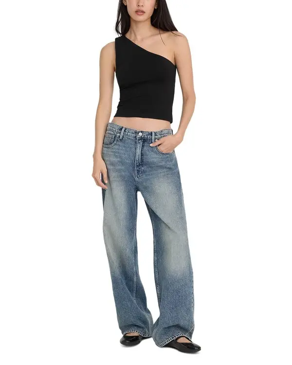 Good American Super Stretch One Shoulder Tank Top - Black