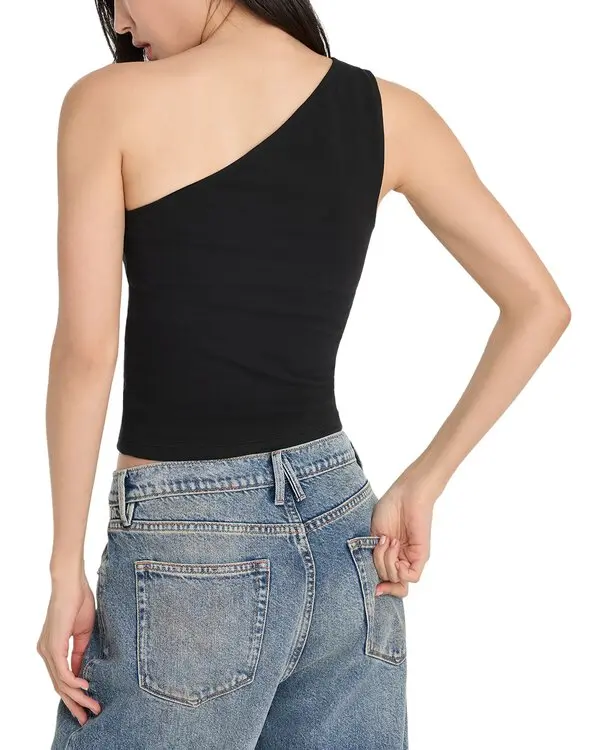 Good American Super Stretch One Shoulder Tank Top - Black