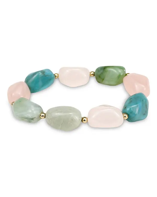 Aqua Chunky Bead Stretch Bracelet - Multi