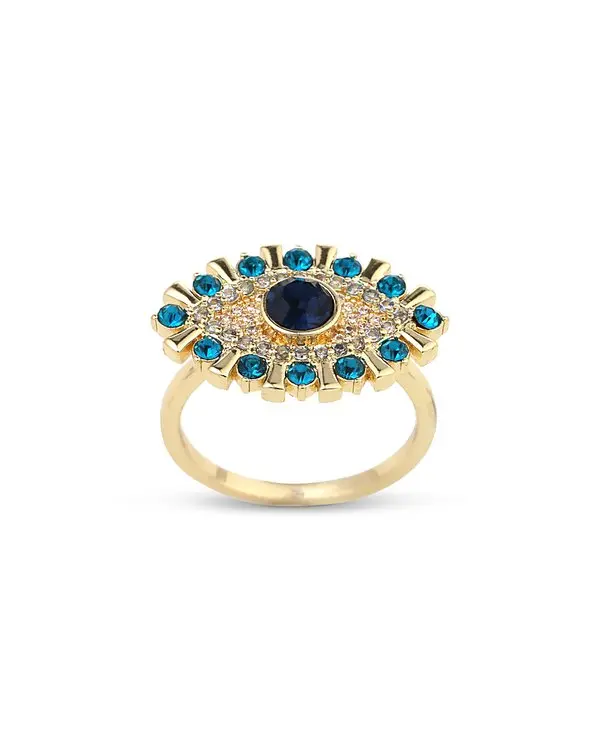 Aqua Stone Evil Eye Cocktail Ring - Turquoise