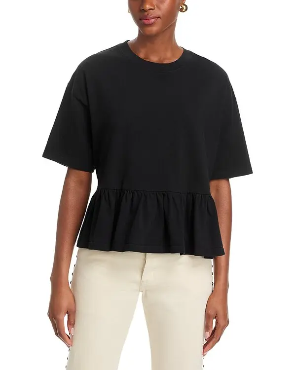 The Great. The Oversized Ruffle Tee - True Black