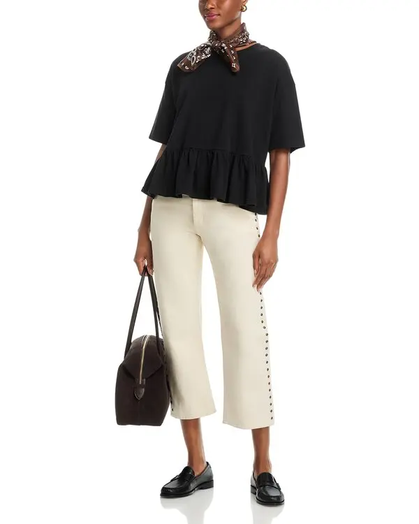 The Great. The Oversized Ruffle Tee - True Black