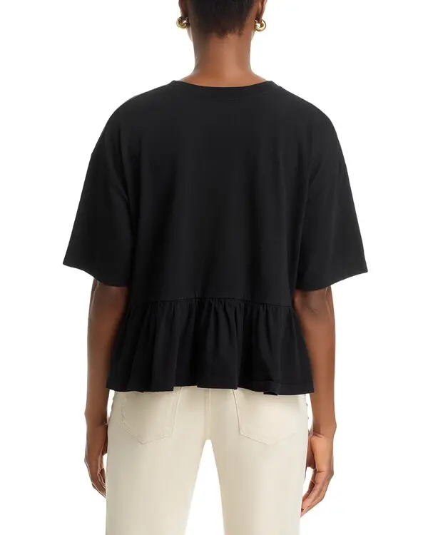 The Great. The Oversized Ruffle Tee - True Black