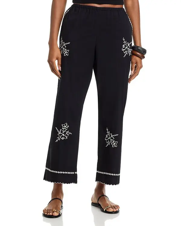 The Great. Embroidered Wide-leg Pants