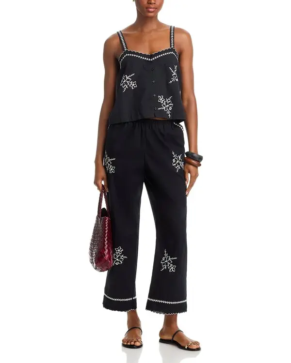 The Great. Embroidered Wide-leg Pants