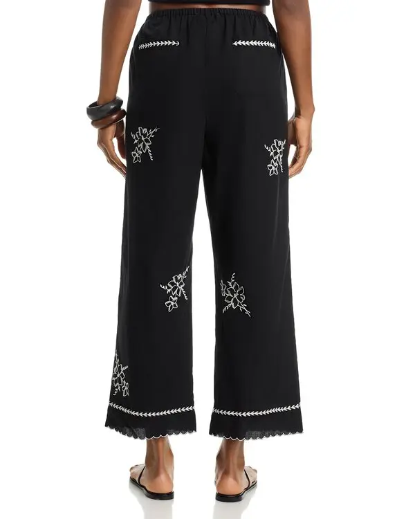 The Great. Embroidered Wide-leg Pants