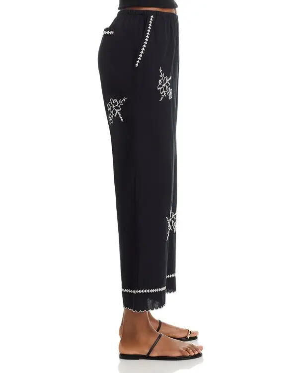 The Great. Embroidered Wide-leg Pants