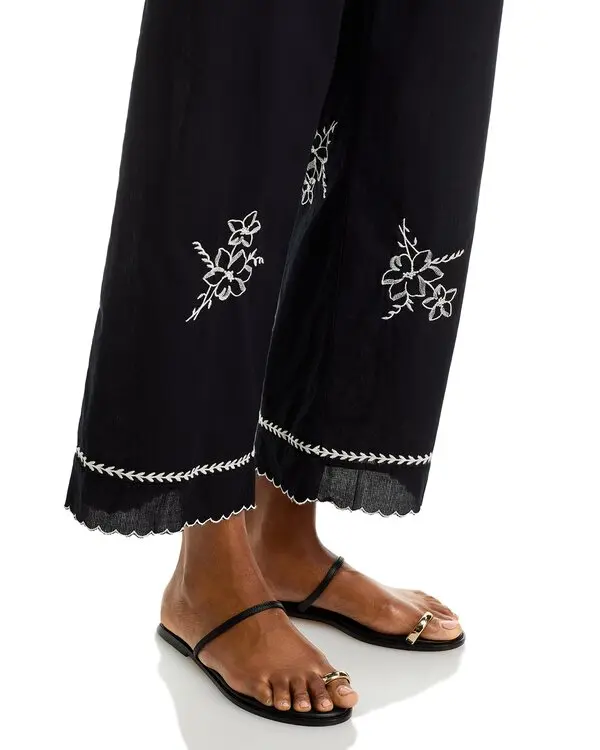 The Great. Embroidered Wide-leg Pants