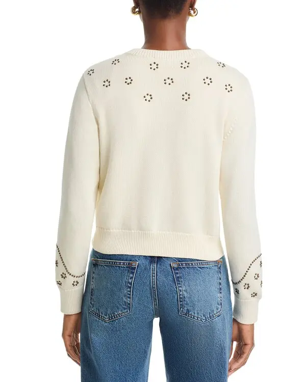The Great. Studded Cotton Cardigan - Natural