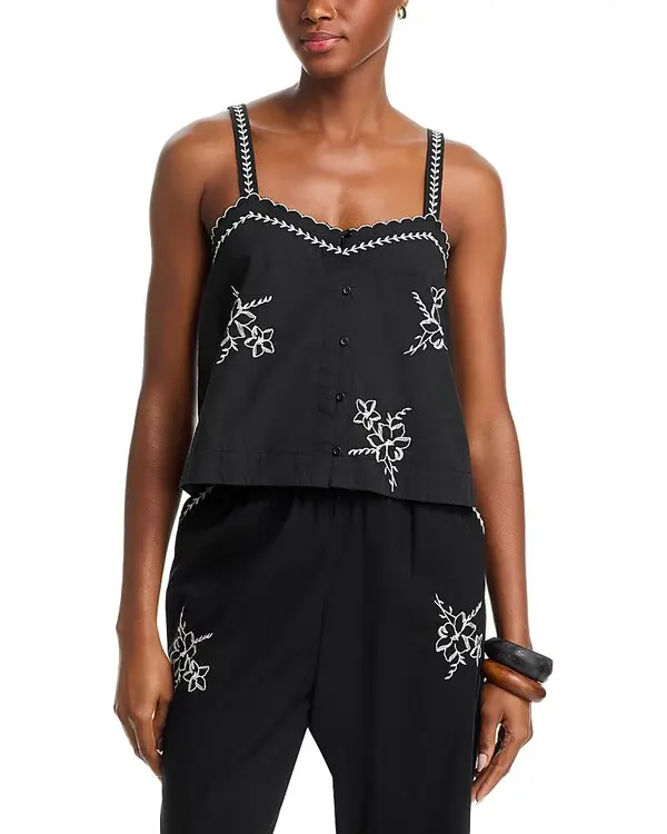 The Great. Embroidered Tank - Black