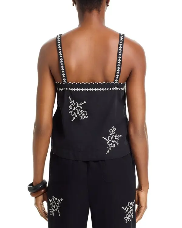 The Great. Embroidered Tank - Black