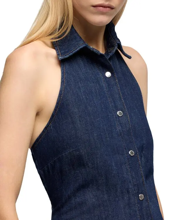 7 For All Mankind Denim Halter Maxi Dress