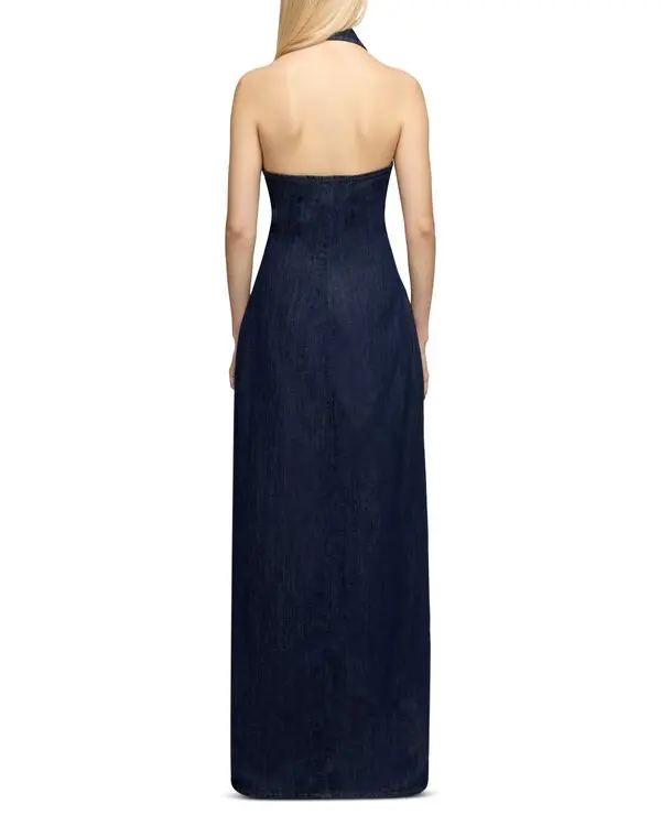 7 For All Mankind Denim Halter Maxi Dress