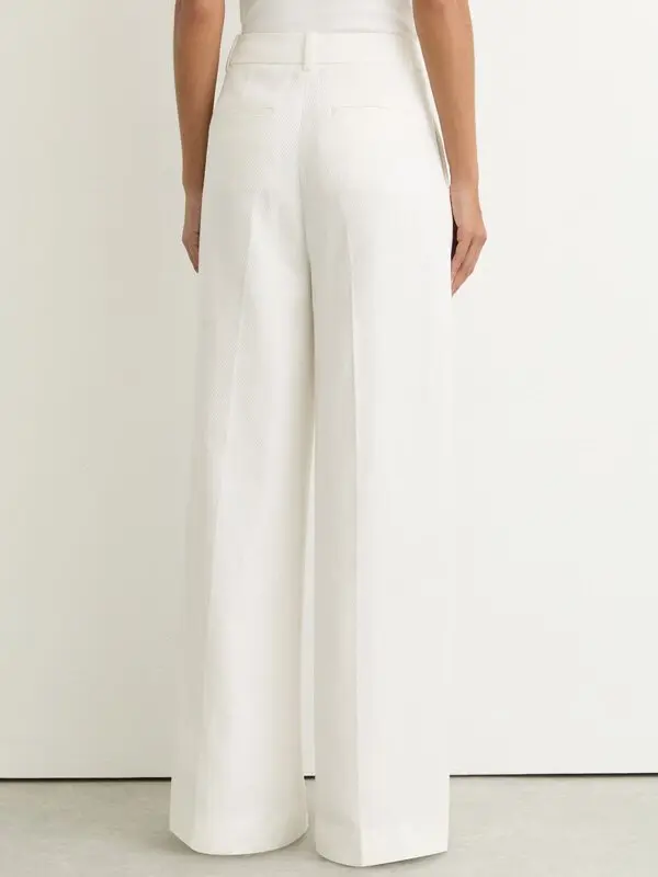 REISS Alyx Linen-blend Wide-leg Trousers - White