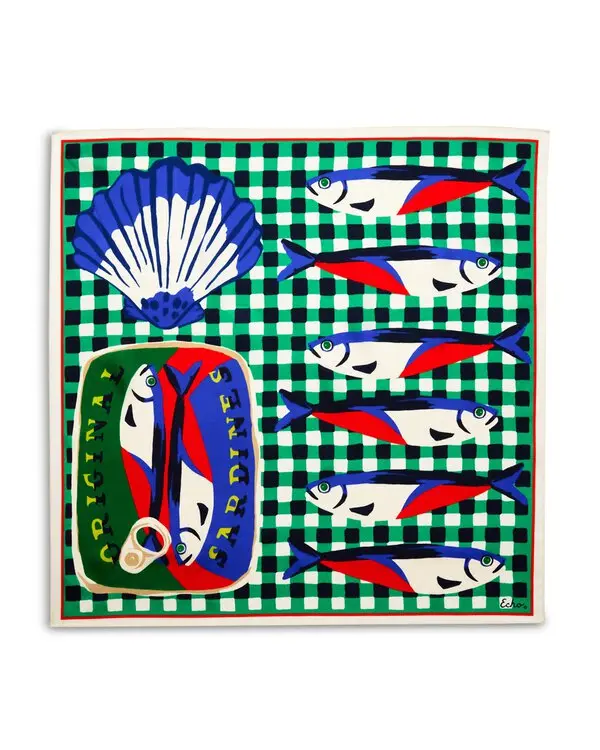 Echo Tinned Fish Silk Bandana - Leaf Green