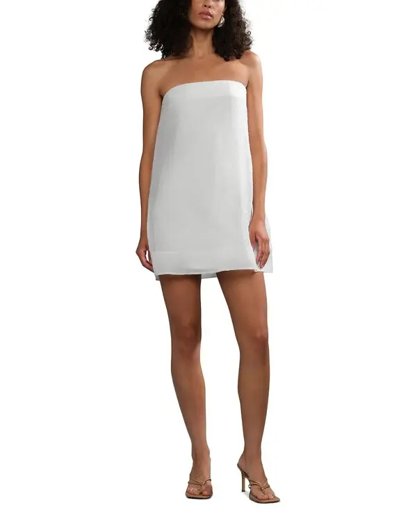 amur white dress Reed Pleated Shell Mini  Made in China Amur Women's Velora Asymmetric Ruffled