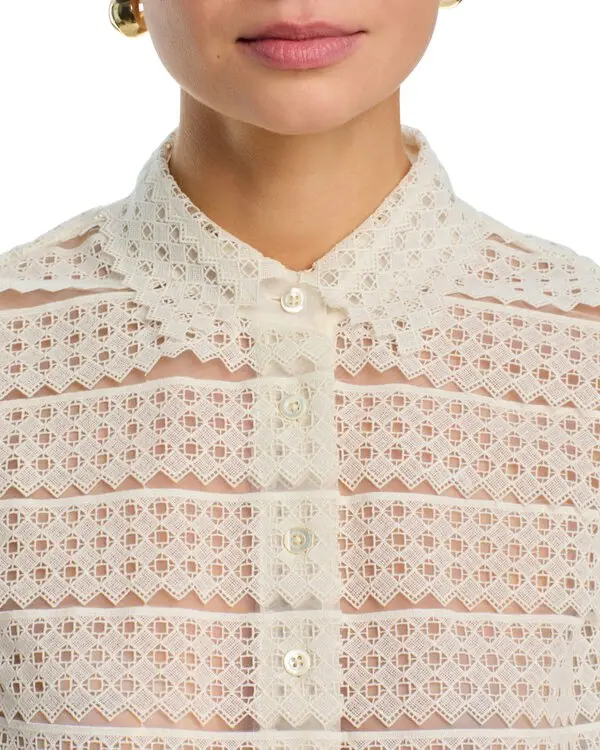 FRAME The Lattice Crochet Top