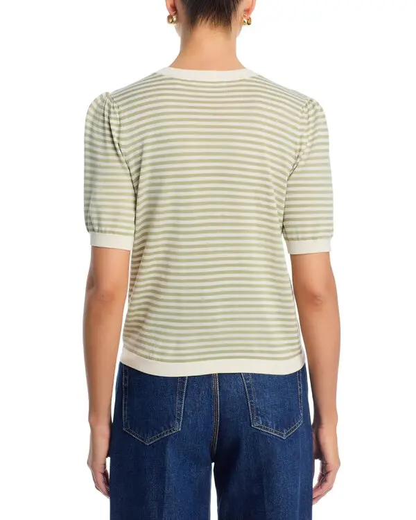 FRAME Striped Gather Sweater - Sage Multi