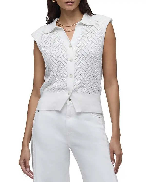 Hudson Jeans Knitted Sleeveless Collared Top