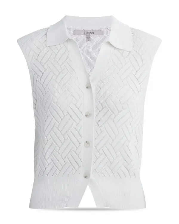 Hudson Jeans Knitted Sleeveless Collared Top