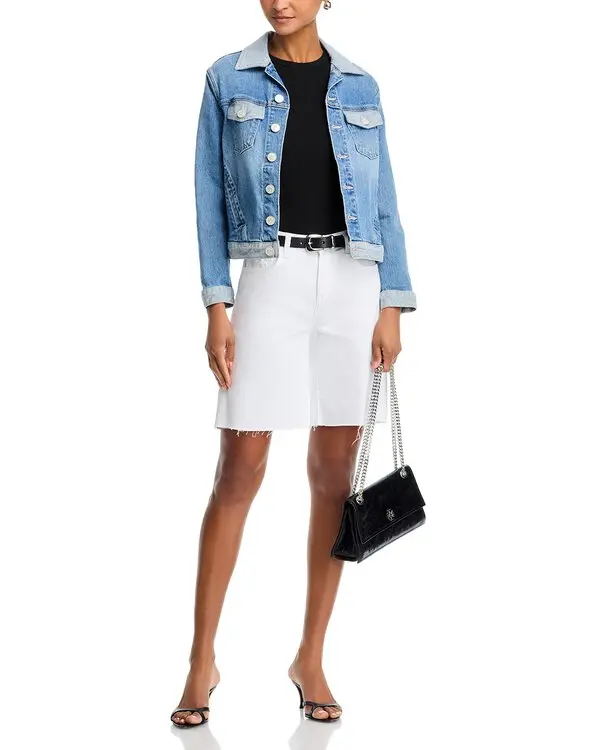 L'Agence River Mid-rise Bermuda Shorts - Blanc