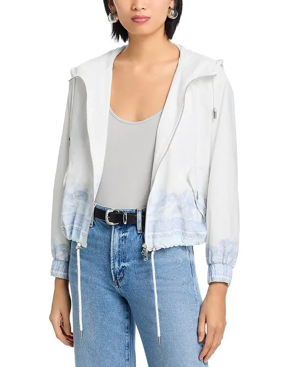 L'Agence Miro Placed Print Windbreaker Jacket - Pale Mist