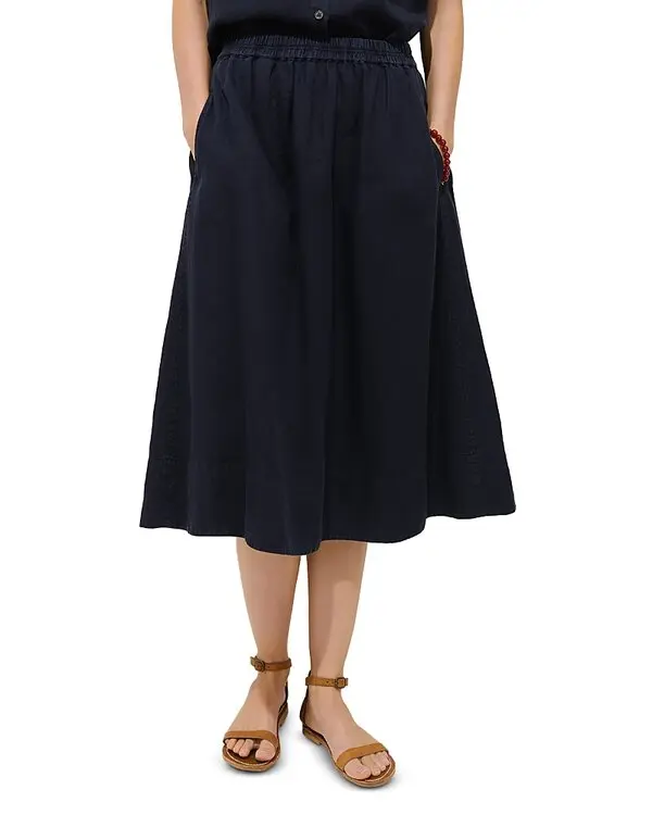 ALEX MILL Linen Midi Skirt - Dark Navy