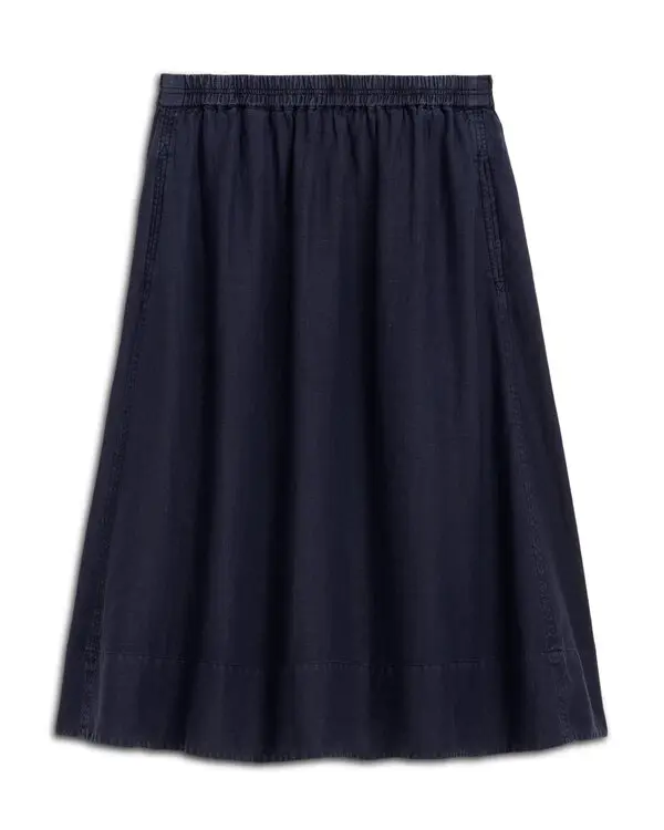 ALEX MILL Linen Midi Skirt - Dark Navy