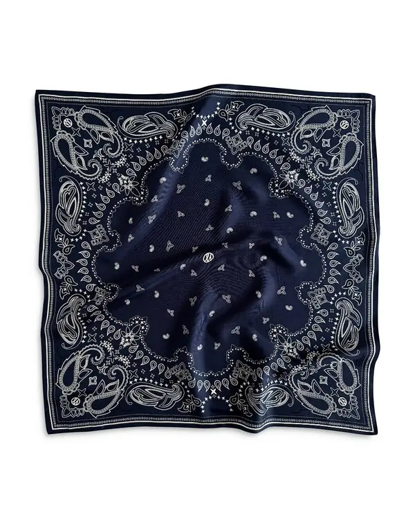 LESCARF Blue Paisley Silk Scarf - Navy