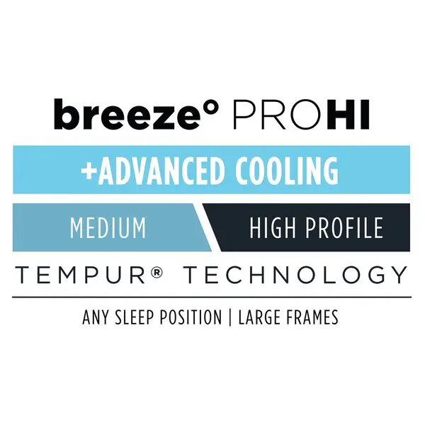 TEMPUR-PEDIC Breeze Prohi Medium Memory Foam Pillow, Queen