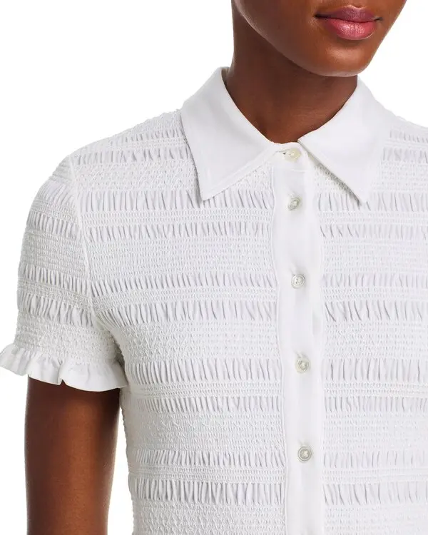 Veronica Beard Ellisandra Smocked Ruffled Blouse