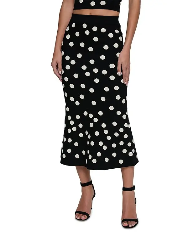 L'Agence Mae Polka Dot Flare Skirt - Black/ecru