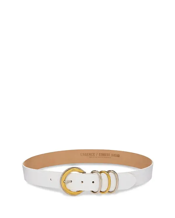 L'Agence Tobar Leather Belt - White Lizard Embossed