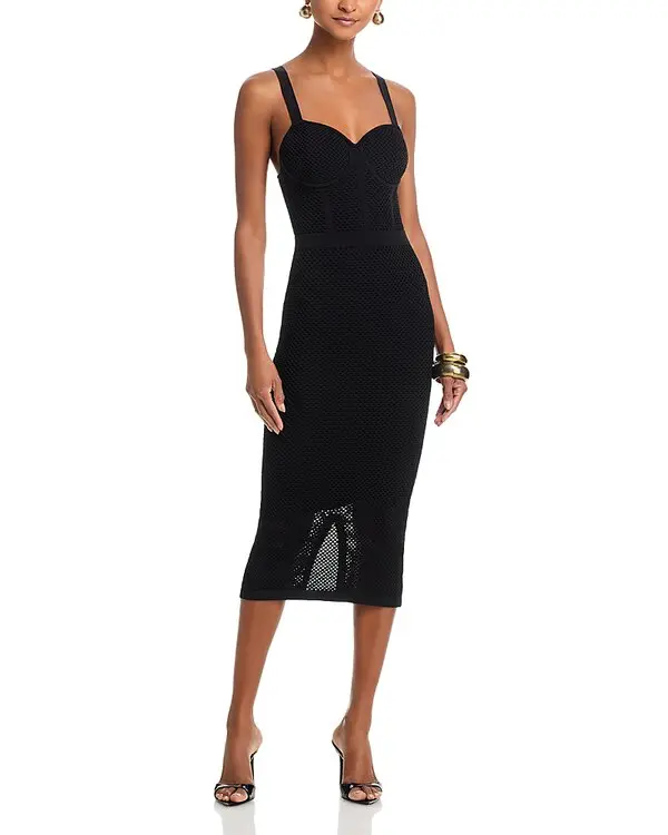 L'Agence Michelle Bra Cup Pointelle Dress - Black