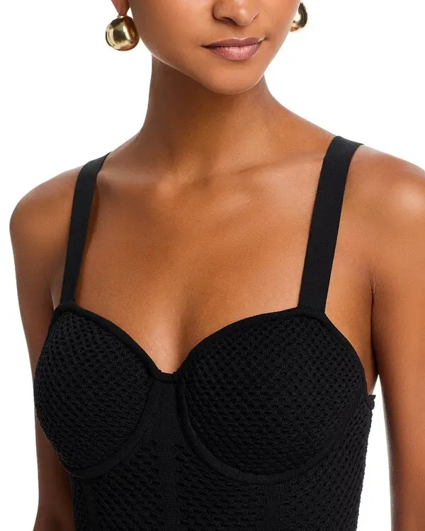 L'Agence Michelle Bra Cup Pointelle Dress - Black