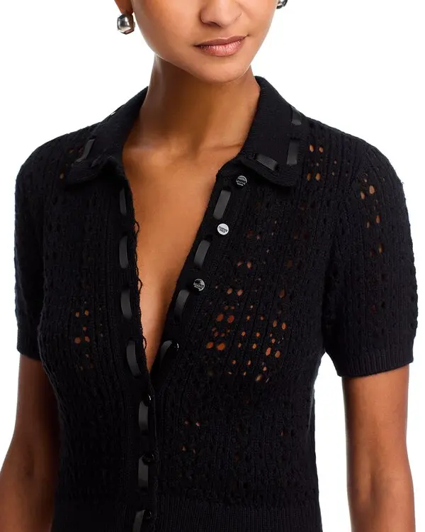 L'Agence Ninette Pointelle Cardigan - Black/black