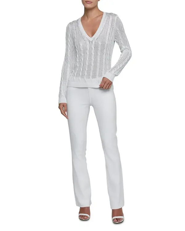 L'Agence Preston Cable V-neck Pullover Sweater