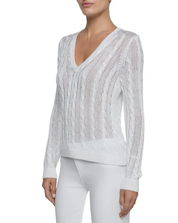 L'Agence Preston Cable V-neck Pullover Sweater