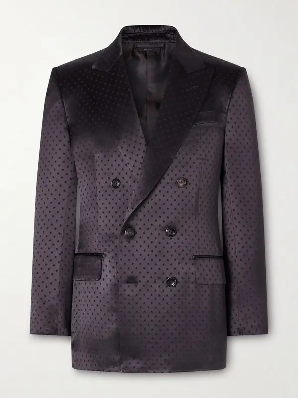 TOM FORD Double-breasted Polka-dot Satin-jacquard Tuxedo Jacket