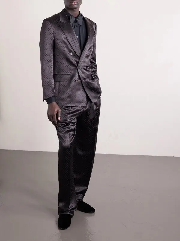 TOM FORD Double-breasted Polka-dot Satin-jacquard Tuxedo Jacket